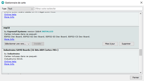 Programmer l'ESP32 depuis l'Arduino IDE avec du code Arduino
